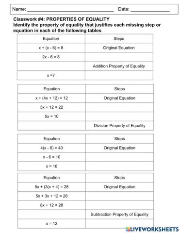 Properties Of Equality Foldable