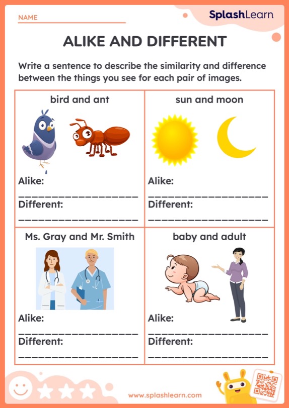 Whats Alike and Different? - ELA Worksheets - SplashLearn - Worksheets Library