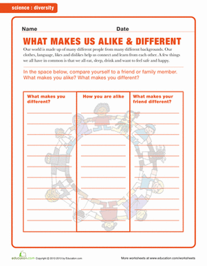 Alike and Different | Worksheet | Education.com - Worksheets Library