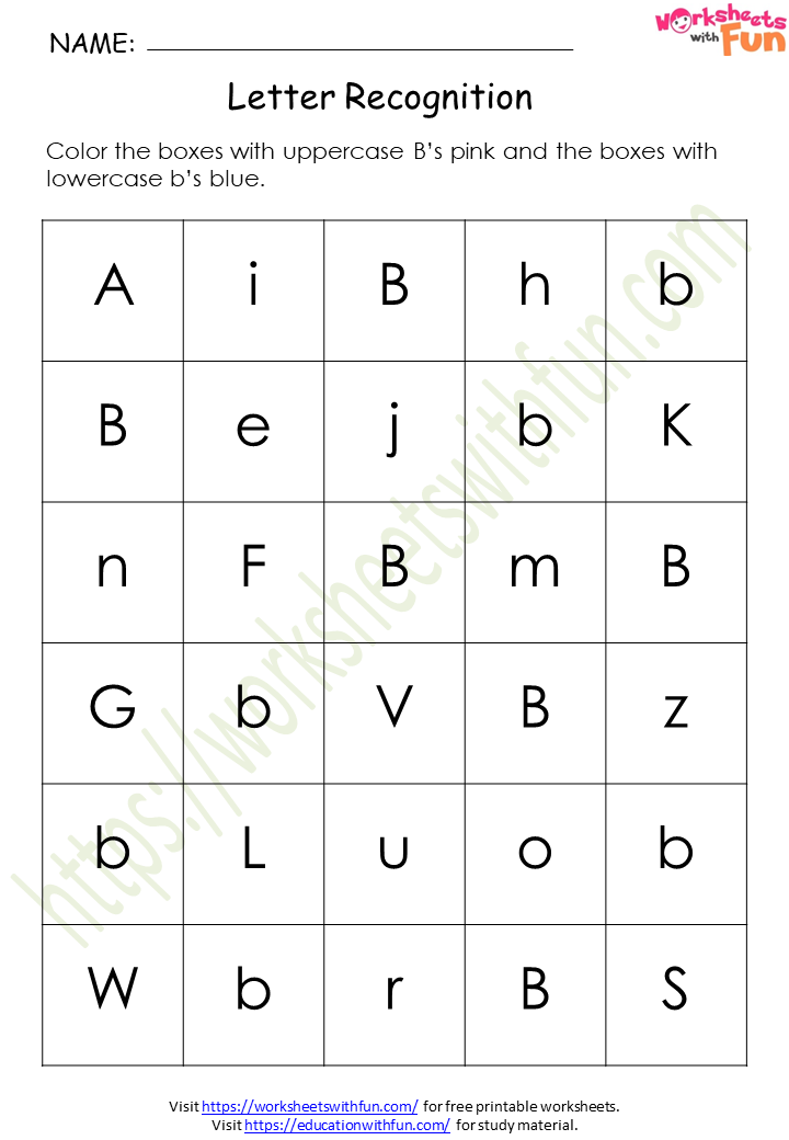 Alphabet Recognition Worksheets For