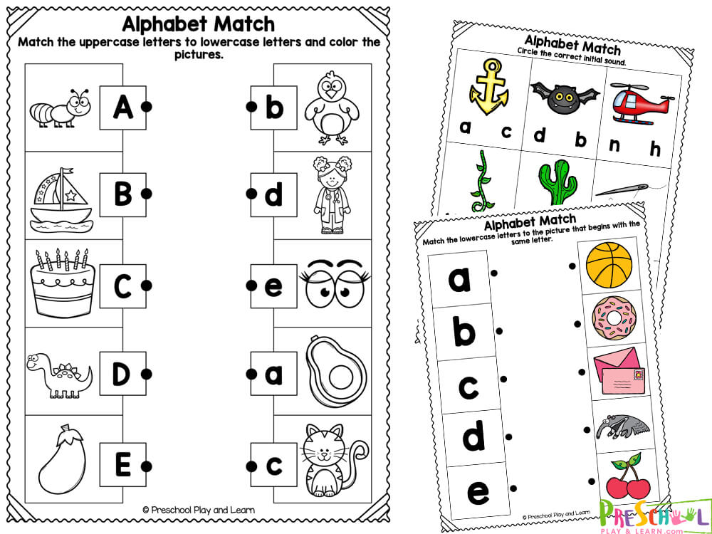FREE Preschool Alphabet Letter Matching Worksheets with Pictures - Worksheets Library