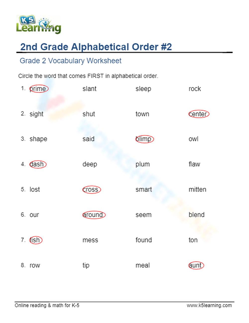 Grade 2 Alphabetical Order Circle 2 Worksheet Worksheets Library Grade 2 Alphabetical Order Circle 2 Worksheet Worksheets Library