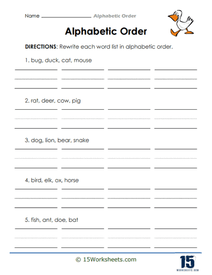 Alphabetic Order Worksheets 15 Worksheets Library