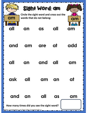 Free am sight word worksheet, Download Free am sight word worksheet png ...