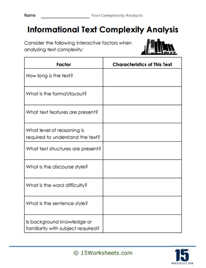 Text Complexity Analysis Worksheets 15 Worksheets Library