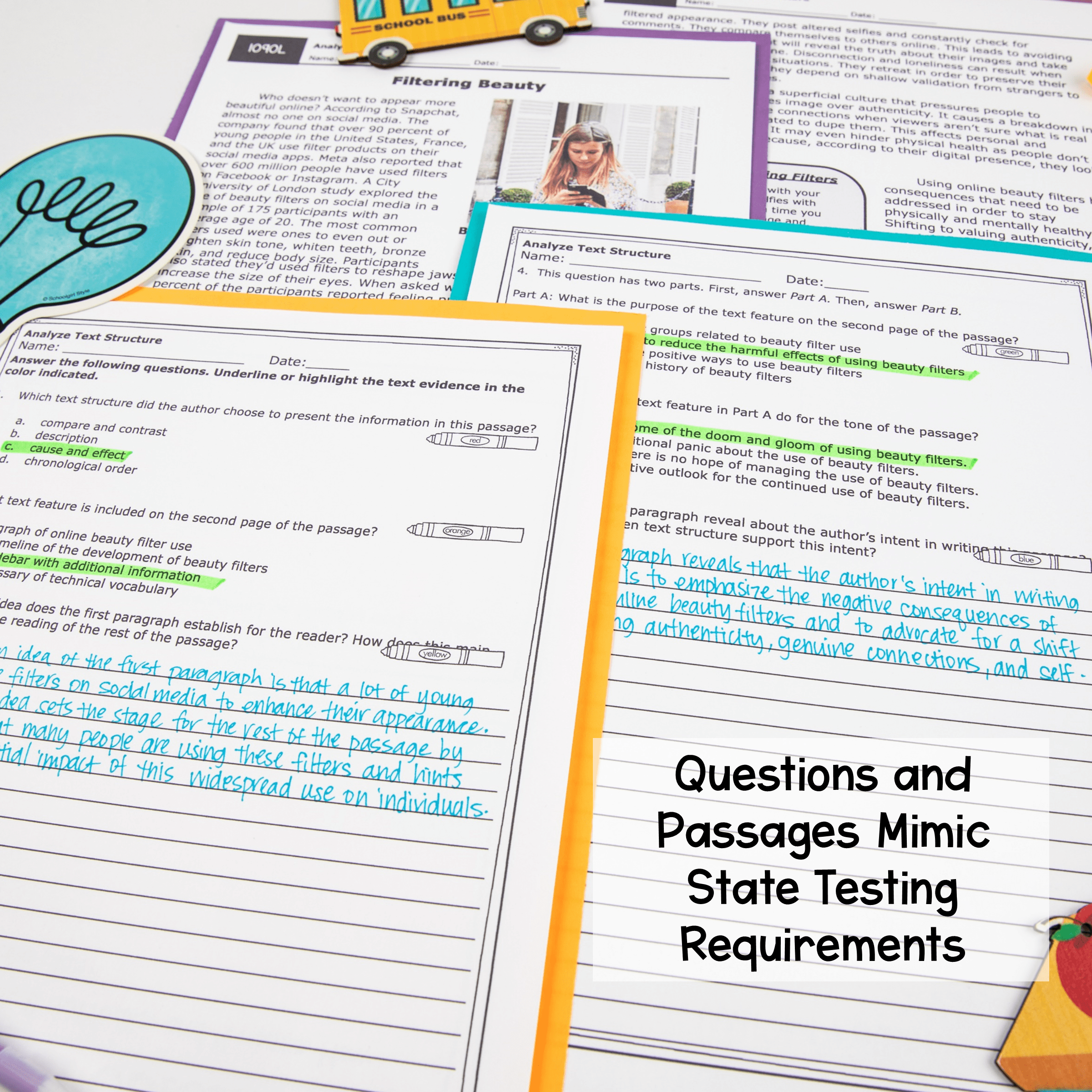 Analyze Text Structure Ri75 Ri85 Passages Magicore Worksheets Library