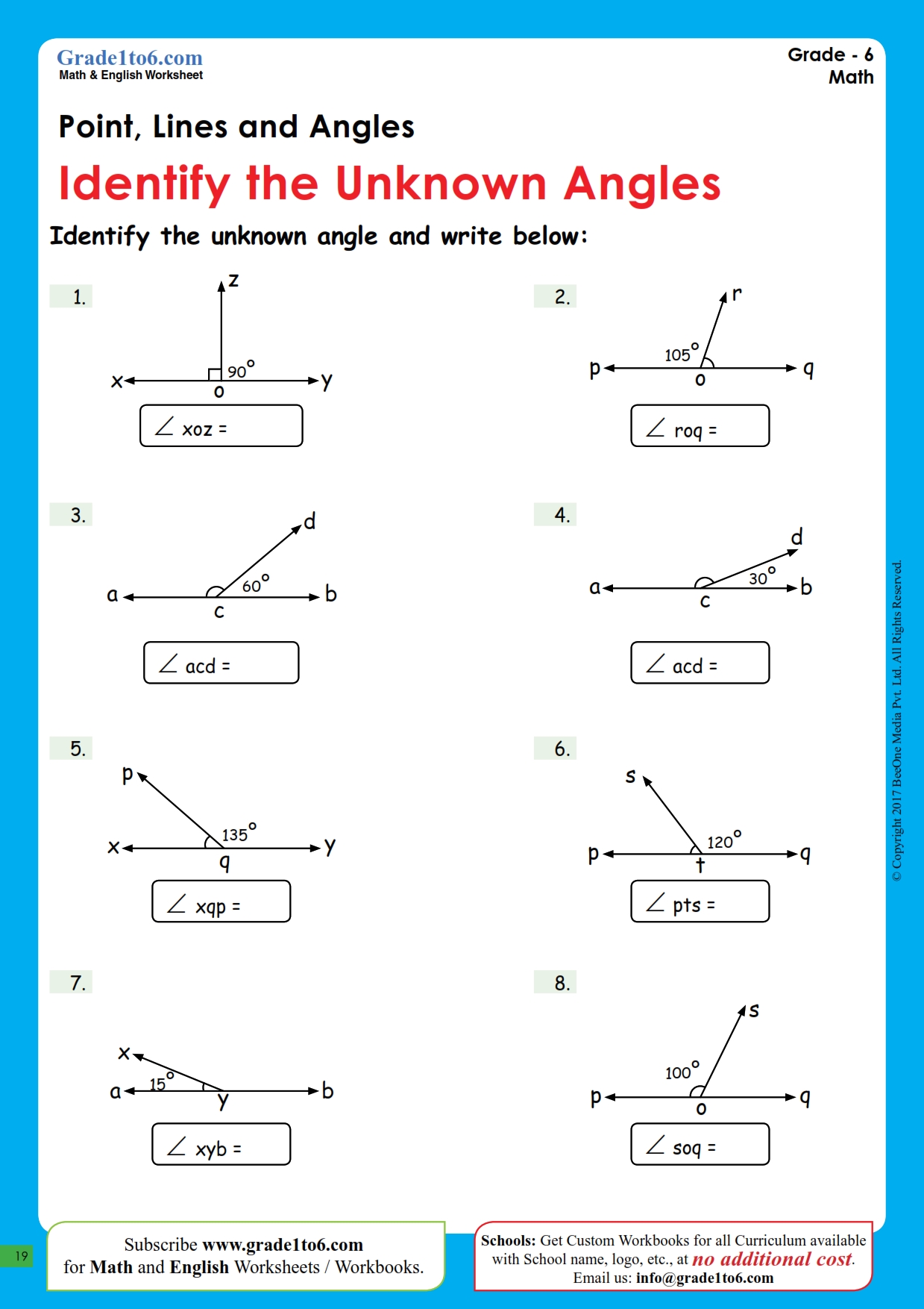 Identifying Unknown Angles Worksheets | Geometry - Worksheets Library