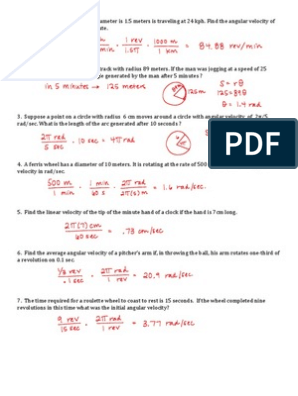 Solved M126 Worksheet 3.4 Linear and Angular Speed Name 1) | Chegg.com - Worksheets Library