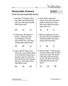 Reasonable Answers Worksheet for 3rd - 4th Grade | Lesson Planet - Worksheets Library