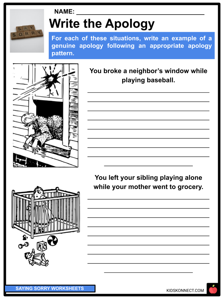 Saying Sorry Facts & Worksheets | When to say sorry | Tips for Kids - Worksheets Library