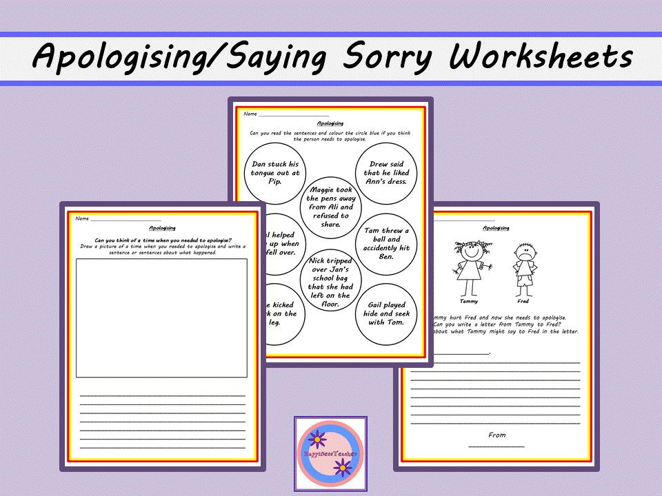 New Product :: Apologizing Activities – One-Stop Counseling Shop - Worksheets Library
