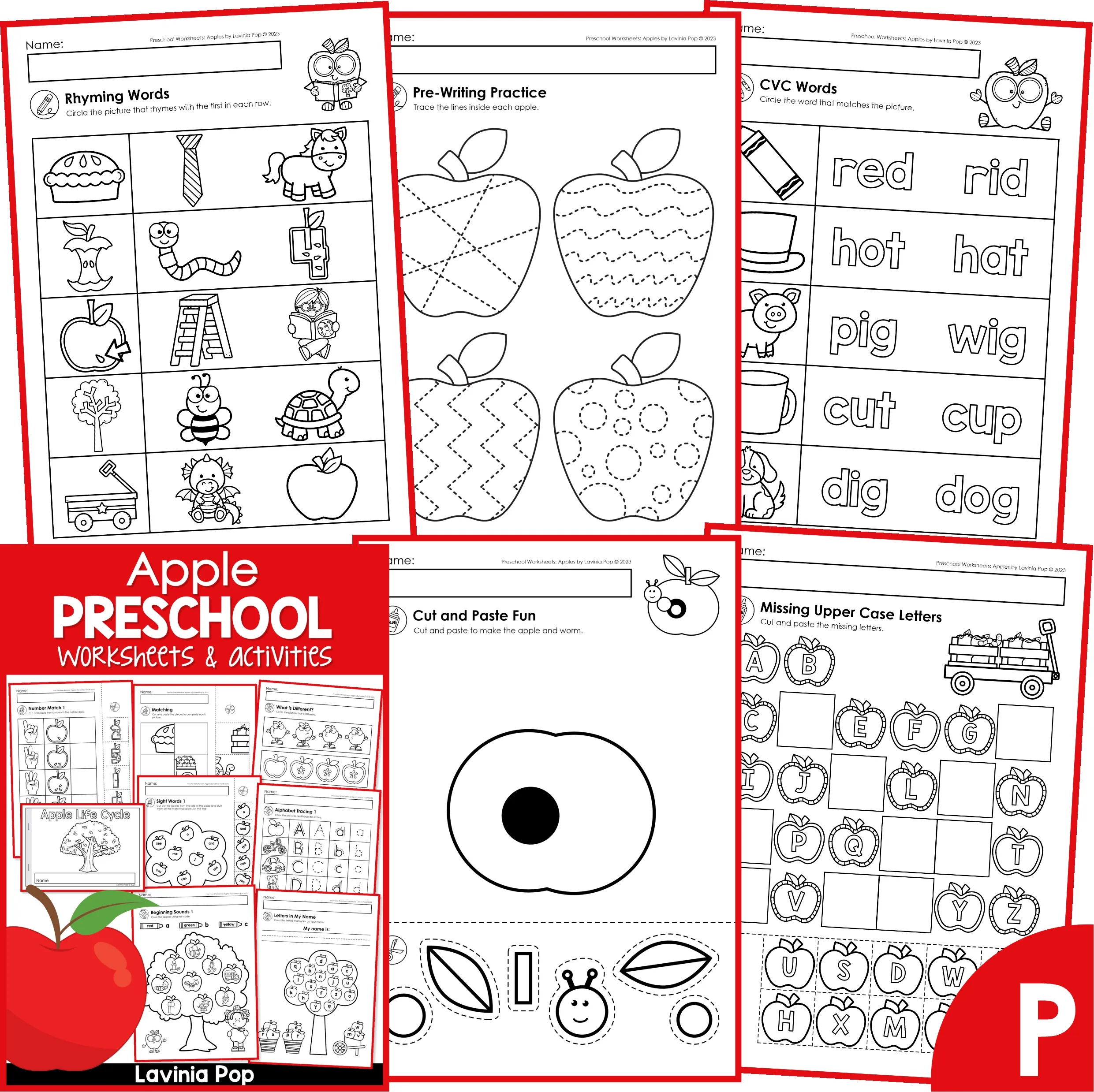 Apples Preschool Worksheets and Activities No Prep - Worksheets Library