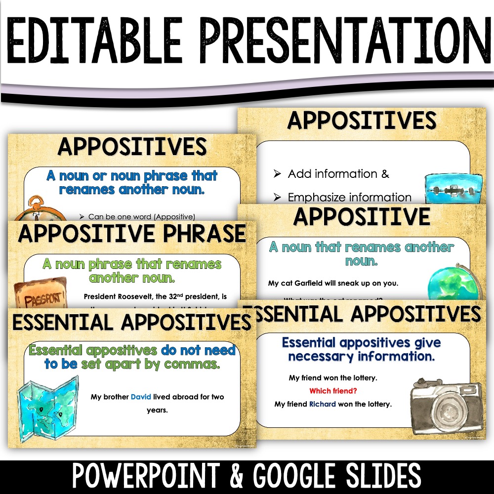 Appositives and Appositive Phrases Mini-Lesson - PowerPoint and ... - Worksheets Library