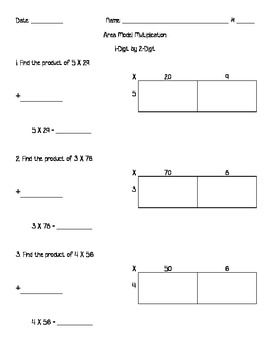 Area Model Multiplication (one-digit by two-digit) - Worksheets Library