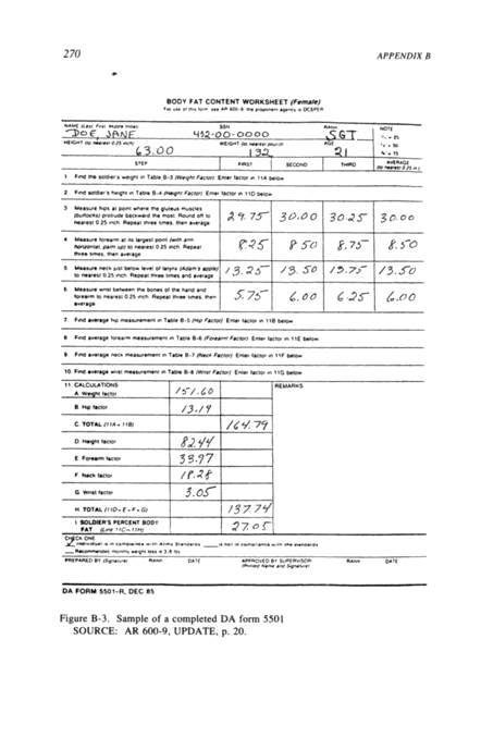 Appendix B: Retention Standards for the Military Services | Body ... - Worksheets Library