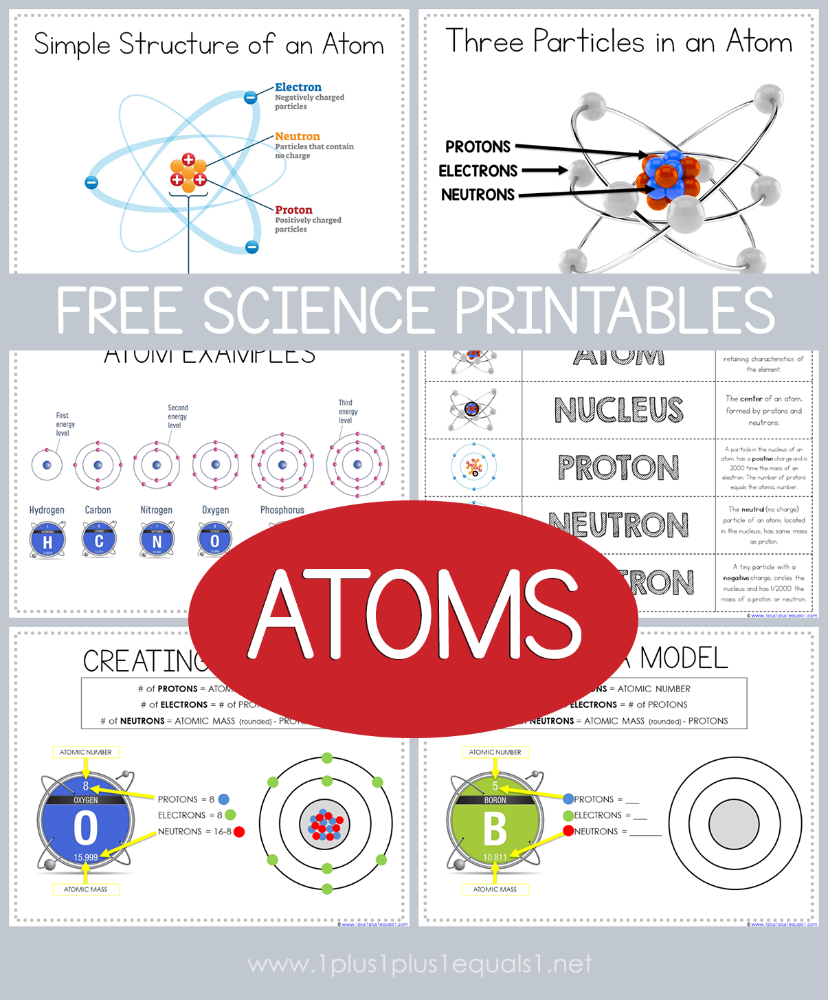 Free Science Printables ~ Atoms - 1+1+1=1 - Worksheets Library