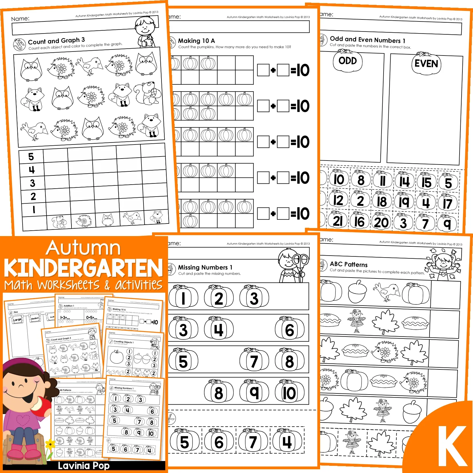 Autumn / Fall Kindergarten Math Worksheets and Activities No Prep ...