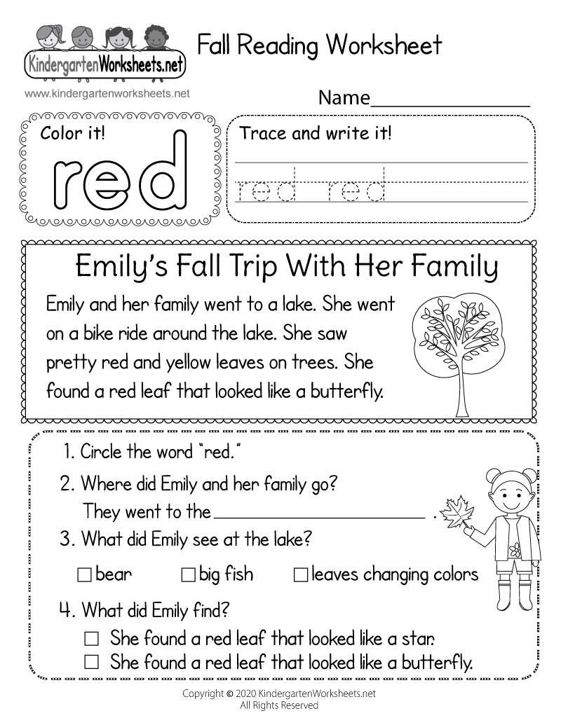 Free autumn reading comprehension worksheet, Download Free autumn reading comprehension ...