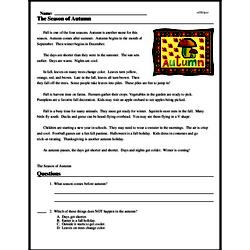 The Season of Autumn - Reading Comprehension Worksheet | edHelper - Worksheets Library