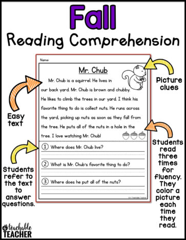 Free autumn reading comprehension worksheet, Download Free autumn ...