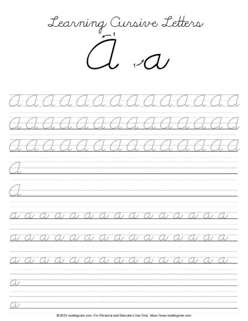 Cursive Writing Practice Sheets (PDF) - ReadingVine - Worksheets Library