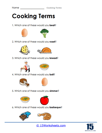 Cooking Terms Worksheets - 15 Worksheets.com - Worksheets Library