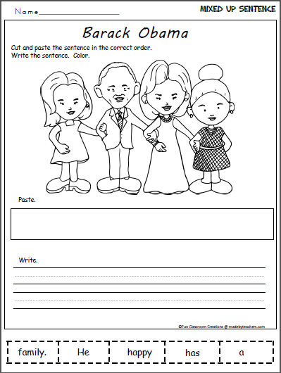 Barack Obamas Happy Family Word Sentence Sort | Made By ...