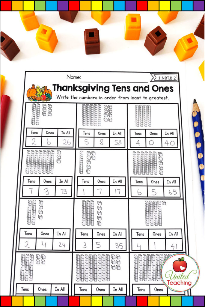 Fun Thanksgiving Worksheets and Activities for 1st Grade - United ...