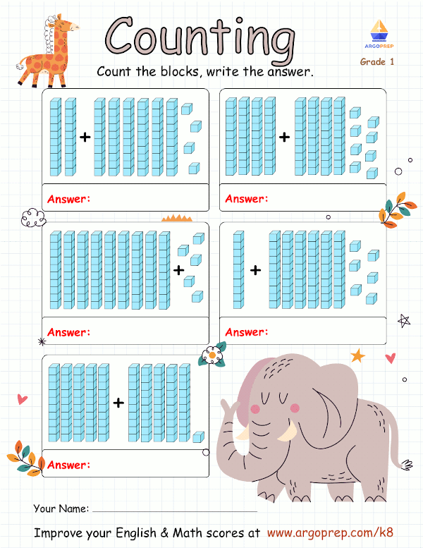 Counting With Base Ten Blocks Argoprep Worksheets Library