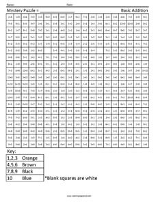 Basic Addition - Coloring Squared - Worksheets Library