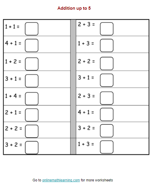 Picture Addition Sums to 5 - Academy Worksheets - Worksheets Library