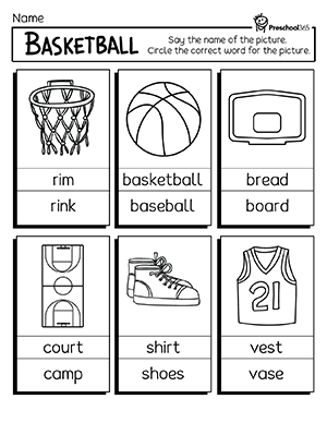 Free basketball kindergarten activity worksheets L3 - Worksheets Library