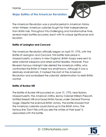 American Revolution Worksheets - Worksheets Library