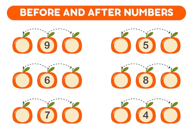 Premium Vector | Math game for kids Before and after numbers ...
