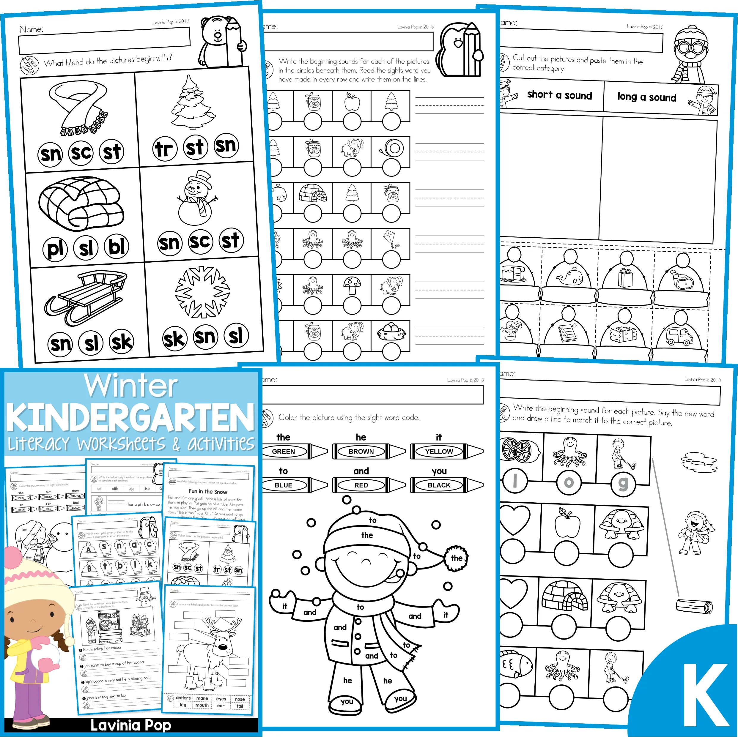 Winter Kindergarten Literacy Worksheets and Activities No Prep ...