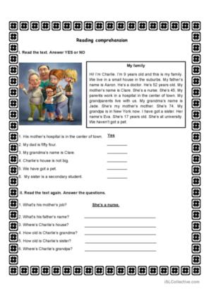 370 Reading comprehension, Beginner (pre-A1) English ESL wor… - Worksheets Library