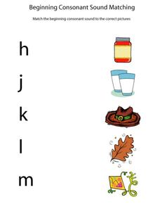 Beginning Consonant Sound Matching Worksheet for Kindergarten ... - Worksheets Library