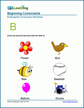 Beginning Consonants Worksheets | K5 Learning - Worksheets Library
