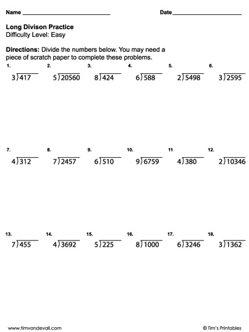 Long Division Worksheets PDF – Tims Printables - Worksheets Library