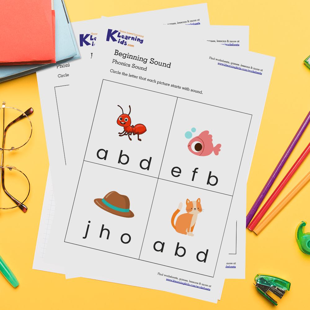 Beginning sound Phonics Worksheets - KLearningKids.com - Worksheets Library