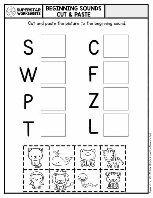 Beginning Sounds Cut-and-Paste worksheets - Worksheets Library