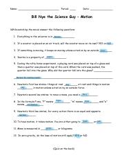 BILL NYE MOTION WORKSHEET ... - Worksheets Library
