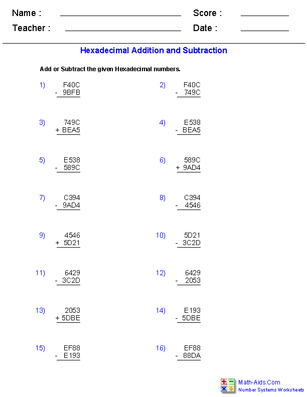 Number Systems Worksheets Decimal And Binary Worksheets - Worksheets Library
