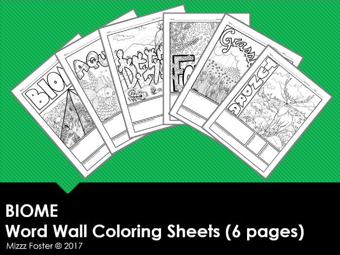 Biome & Ecosystems Word Wall Coloring Sheets (25 pages) | Made By ...
