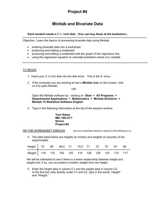 Project 4 Minitab And Bivariate Data Worksheets Library