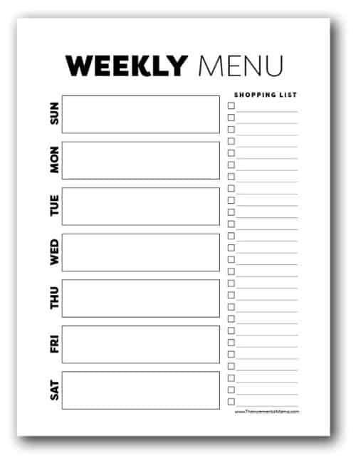 Free Printable Weekly Meal Planner & Grocery List - Worksheets Library
