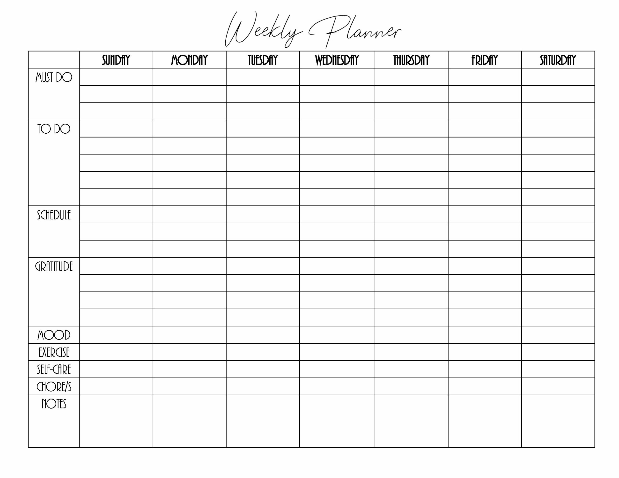 FREE 2024 Weekly Planner PDF Printable | Instant Download - Worksheets ...