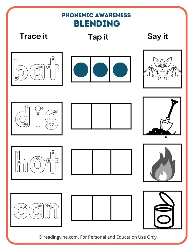 Touch and Read CVC | Blending CVC Words - Worksheets Library
