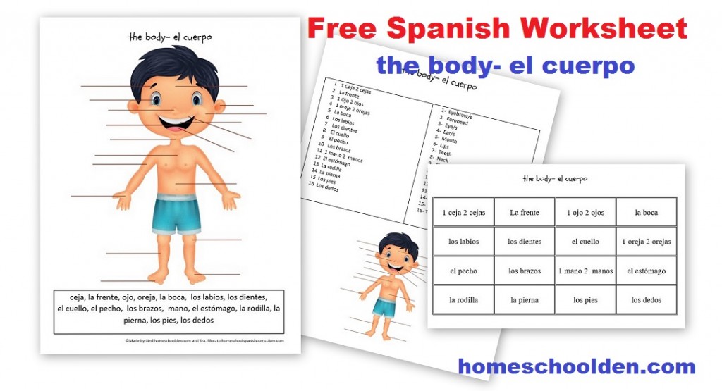 Free Spanish Worksheet: Parts of the Body - El Cuerpo - Homeschool Den ...