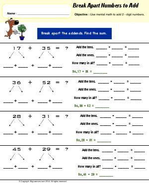 Worksheet | Break Apart Numbers to Add | Break apart the addends ... - Worksheets Library